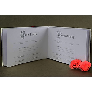 KateMelon Wedding Decoration, Fuchsia Flower Wedding Guest Book and Pen Set