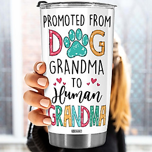 BECHUSKY Gifts For Grandma, Grandma Gift Tumbler, New Baby Reveal For Grandma, Stainless Steel Tumbler 20oz, Pregnancy Announcement, Cute Mom Nana Mimi Women Woman Grandmother Mothers Day Future V2
