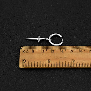 Punk Cross Star Dangle Drop Huggie Small Hoop Earrings for Men Women Boys Stainless Steel Hypoallergenic Minimalist Personalized Simple Sleeper Hinged Hoops Dangling Hanging Hip Hop Lightweight Piercing Fashion Jewelry Gifts Valentines Day