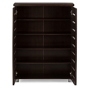 Wholesale Interiors Baxton Studio Adalwin Modern and Contemporary 2-Door Dark Brown Wooden Entryway Shoes Storage Cabinet, SC863522-Wenge