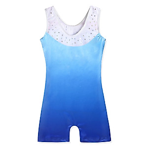 XiaoMoSha Gymnastics Leotards for Girls Toddlers Biketards Dance Unitards Sparkle Snowflake Mermaid (Blue,120 5-6Y)