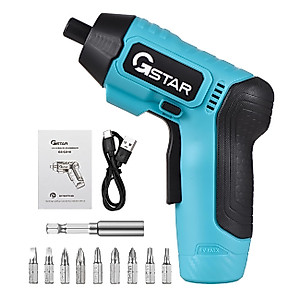 Cornesty Cordless Screwdriver Kit with CRV 50mm Magnetic Bits Set, 3.7V Electric Screwdriver Drill Ket Power Tools with LED Light, Spindle Lock, USB Charging Cable, Storage Box (Blue)