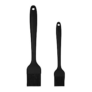 Silicone Basting Brush,2 Packs Heat Resistant Cooking Brush,Black Long Handle Pastry Brush for Grilling, Baking, BBQ
