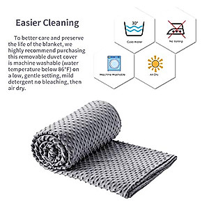 Dobeans Removable Cover for Weighted Blanket 60x80 Grey Weighted Blanket Cover Queen Size Minky Duvet Cover for Child Adult Breathable Weighted Blanket Duvet Cover for Summer and Winter
