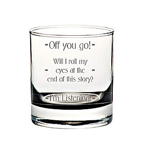 Brindle Southern Farms Sherry Niles? Engraved Rocks Glass Set of 2 - Off You Go, Roll My Eyes, I'm Listening, Frasier Fan Cocktail Glasses
