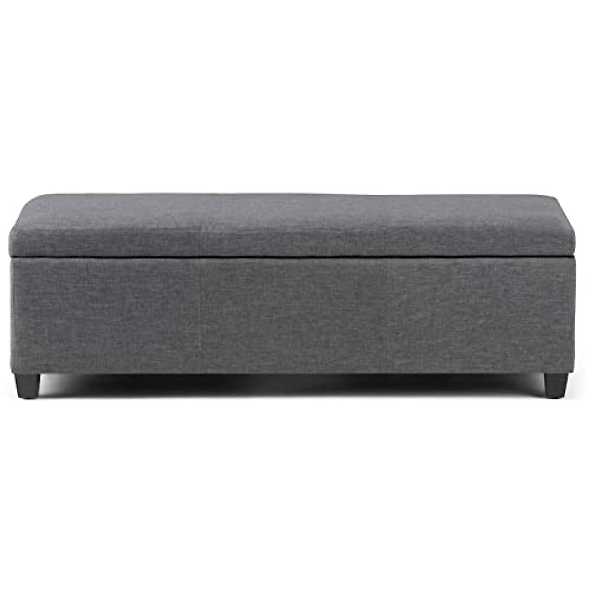 SIMPLIHOME Avalon 48 Inch Wide Rectangle Lift Top Storage Ottoman Bench in Upholstered Slate Grey Linen Look Fabric with Large Storage Space, For the Living Room, Entryway, Bedroom, Contemporary