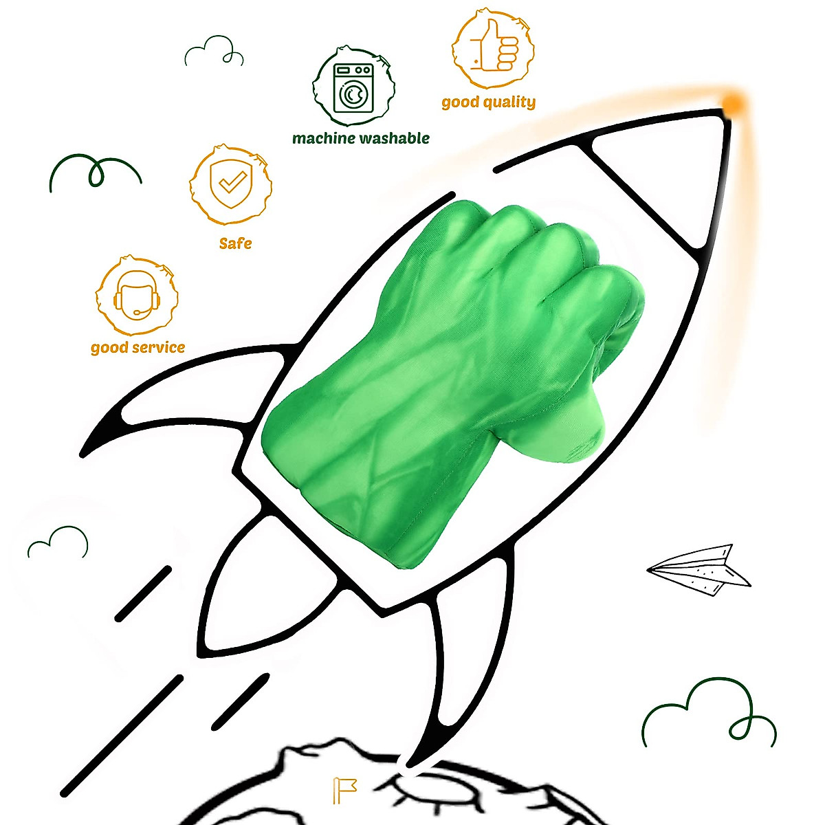 XYMTOY Superhero Toys Incredible Smash Fists Incredible Gloves Boxing Gloves for Toddlers Boys and Girls,Green