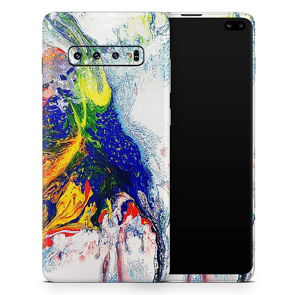 DesignSkinz Bright White and Primary Color Paint Explosion Protective Vinyl Decal Wrap Skin Cover Compatible with The Samsung Galaxy S20 (Screen Trim & Back Glass Skin)
