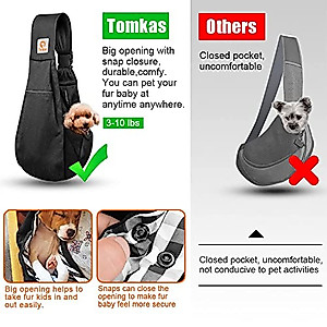 TOMKAS Dog Sling Carrier for Small Dogs Puppy Carrier for Small Dogs (Black, Adjustable Strap & Zipper Pocket)