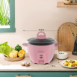 Mishcdea Small Rice Cooker 3 Cups Uncooked, Electric Mini Rice Cooker with Food Steamer Basket, Removable Nonstick Pot, 12H Automatic Keep Warm, for Rice, Soups, Stews, Grains, Oatmeal - White