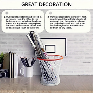 Basketball Trash Can,Trash Can Holder Wastebasket Backboard (Including 1pc Basketball Trash Can),White Wooden Basketball Garbage Can,Trash Can Basketball Hoop for Bedroom Office Kitchen Living Room