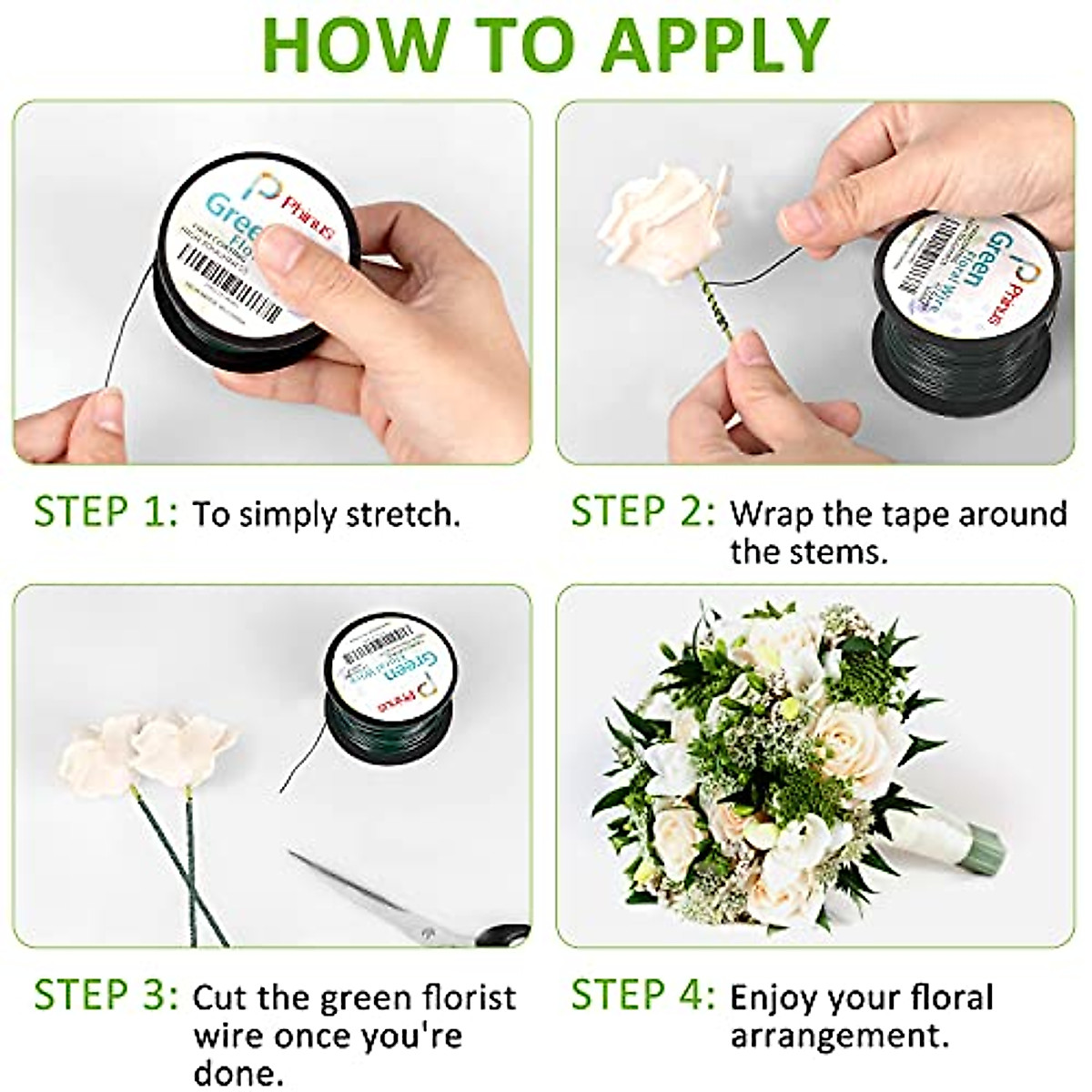 Floral Wire, 110 Yards 22 Gauge Green Florist Wire, Flexible Green Wire Paddle Wire for Crafts, Christmas Wreaths Tree, Garland and Floral Flower Arrangements