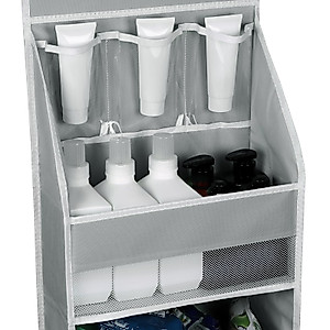 Univivi Door Hanging Organizer Nursery Closet Cabinet Baby Storage with 4 Large Pockets and 3 Small PVC Pockets for Cosmetics, Toys and Sundries (Grey)