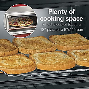 Hamilton Beach 31413 Countertop Toaster Oven, with Bake Pan, 6-Slice Sure Crisp, Stainless Steel