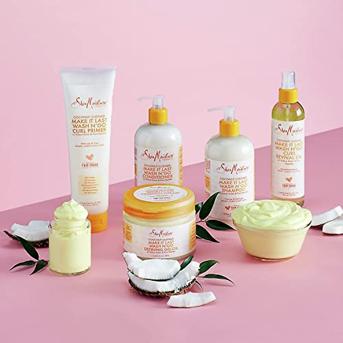 SheaMoisture Coconut Custard Curl Defining Cream - Make It Last Wash N' Go Primer, Enhancer & Detangler for Wavy & Curly Hair, Organic Shea Butter, 10.3 Oz