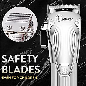 Hair Clippers for Men Professional Cordless Beard Trimmers Barbers Cutting Tools USB Rechargeable Personal Haircutting Kit Set with Whisper Quiet Operation(Silver)