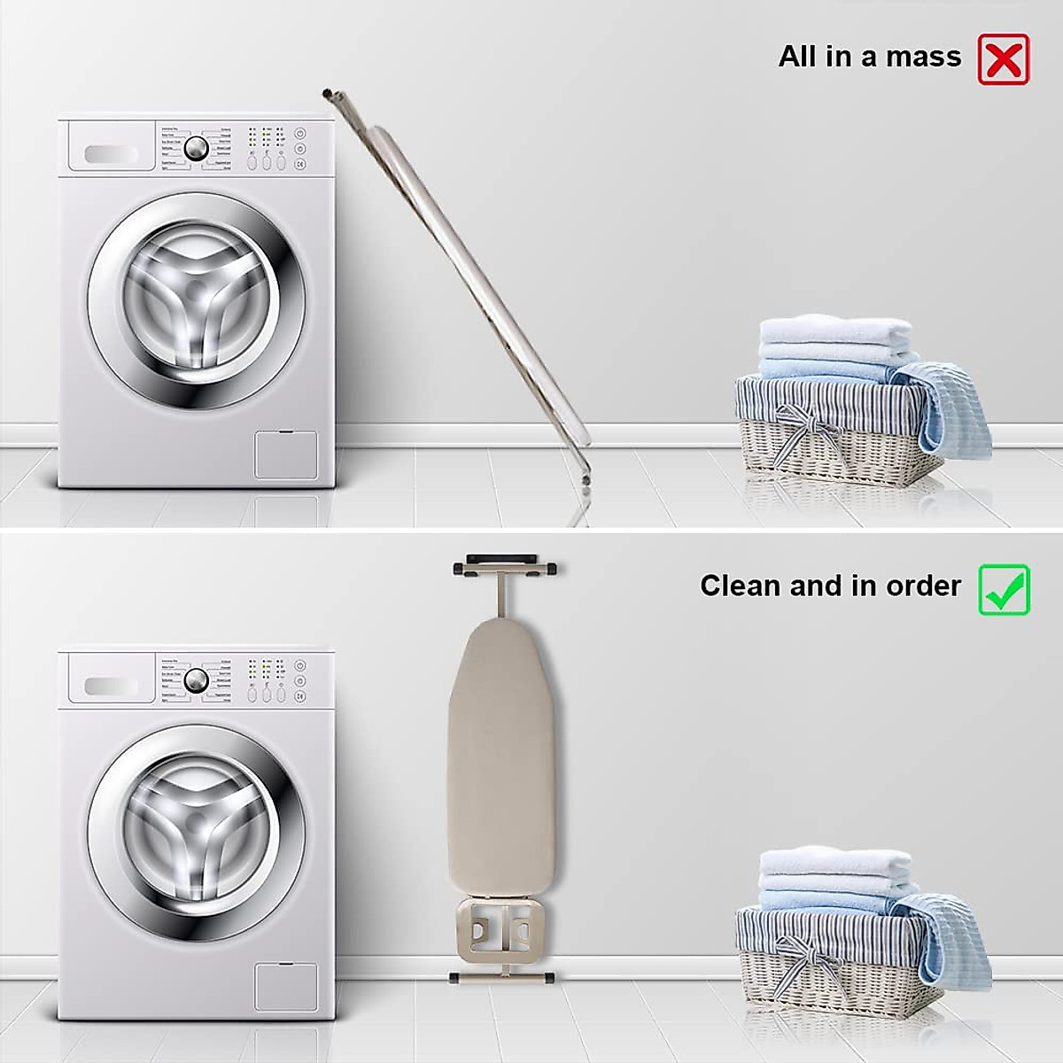 Ironing Board Hanger Wall Mount Ironing Board Holder Organizer Wall Rack for Laundry Rooms Storage Rack Hanging Shelf Hanger (Black)