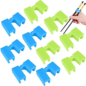 10 Pieces Reusable Chopstick Helpers Non Slippery Training Chopsticks Plastic Replaceable Practice Chopstick for Adults Kids Beginner Right or Left Handed Trainers(Blue, Green)