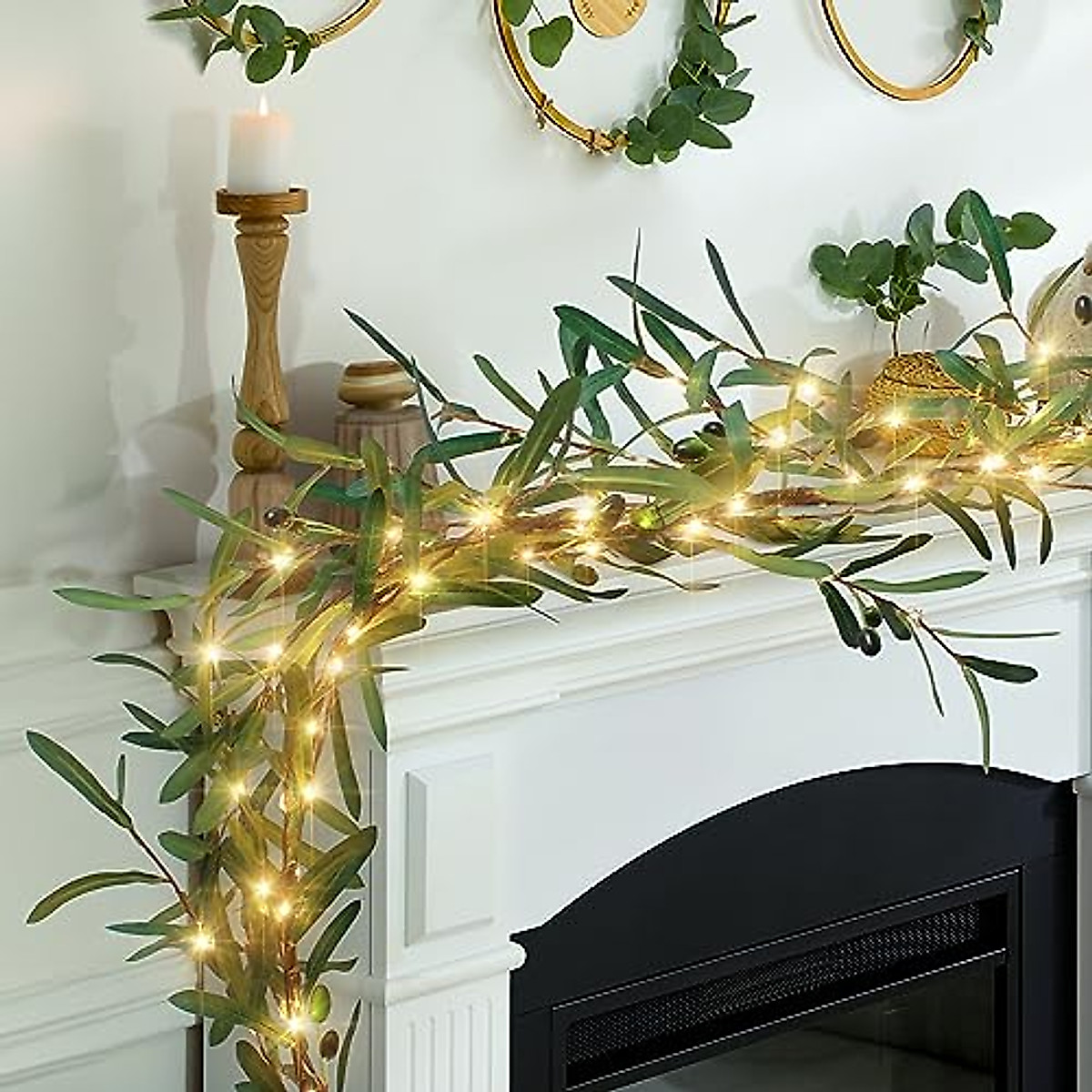 Yepdin Artificial Vine for Indoor Decoration, Home Office Living Room Fake Plants Oliver Tree Lights, 120 LED Lights for Wall or Desktop Decoration,Z280