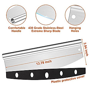 Supercenter Pizza Cutter Sharp Rocker Blade Stainless Steel Pizza Slicer Knife with Plastic Blade Cover, 14-inch Large Pizza Cutter Rocker for Kitchen Tool Accessories