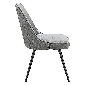 OSP Home Furnishings Martel Swivel Chair with Padded Seat and Black Legs for Dining or Home Office Use, Charcoal Herringbone Fabric