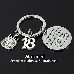 18th Birthday Gifts for Girls Take Pride in How Far You've Come and have Faith Key Chains Best Women Men Happy Eighteen 18th Birthday Keychain