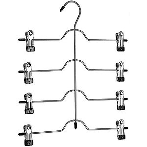 Richards Homewares Black 8 Clips Slack Rack 4 Tier Trouser/Skirt Chrome & Black Vinyl Hanger (3-Pack), (SYNCHKG124206)