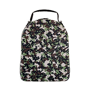 Thorza 6 Hat Travel Case for Baseball Caps, Trucker, and Flat Brim Hats - Hard Side Storage and Protection Case - Dust Proof Carrier with Carry Handle and Shoulder Strap - Camouflage