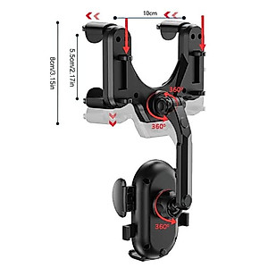 RIWPKFH Car Phone Holder,360 Rotatable Rearview Mirror Mobile Holder,GPS Phone Holder for All Smartphone and Car