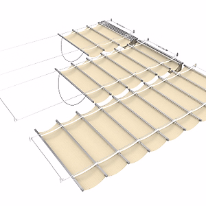 TANG 4' X 12' Retractable Pergola Shade Cover Replacement Shade Covers for Deck Porch Patio Permeable Wave Shade Sail Removable with Hardware Wire Cable(Beige)