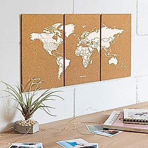 Push Pin Travel Map Kit Includes: Cork World Travel Map, World Flags, Monument and Food Stickers, for Travelers (White, Puzzle M Standard)