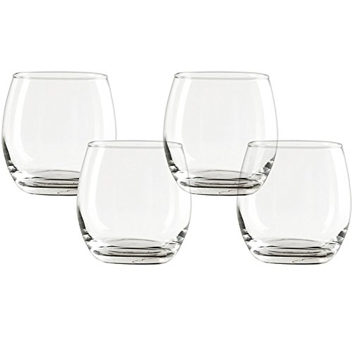 Circleware Downtown Stemless Wine Lead-Free Glass Cups for Bar, Water, Juice, Whiskey & Beverage Drinks, 4 Count (Pack of 1), Clear
