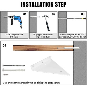 4 Park Floating Shelf Bracket 4 x 3 Inch, White 4 inch Shelf Bracket, Floating Shelves Brackets, Floating Shelf Hardware, Space Saving Small Hidden Shelf Brackets 4 inch for Home Decor (White)