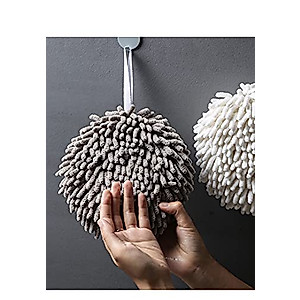 yaocoral 2 Pack Chenille Hand Towels,Kitchen Bathroom Hand Towels with Hanging Loops,Quick Dry Hand Bath Towel Hanging Absorbent Microfiber Hand Towels