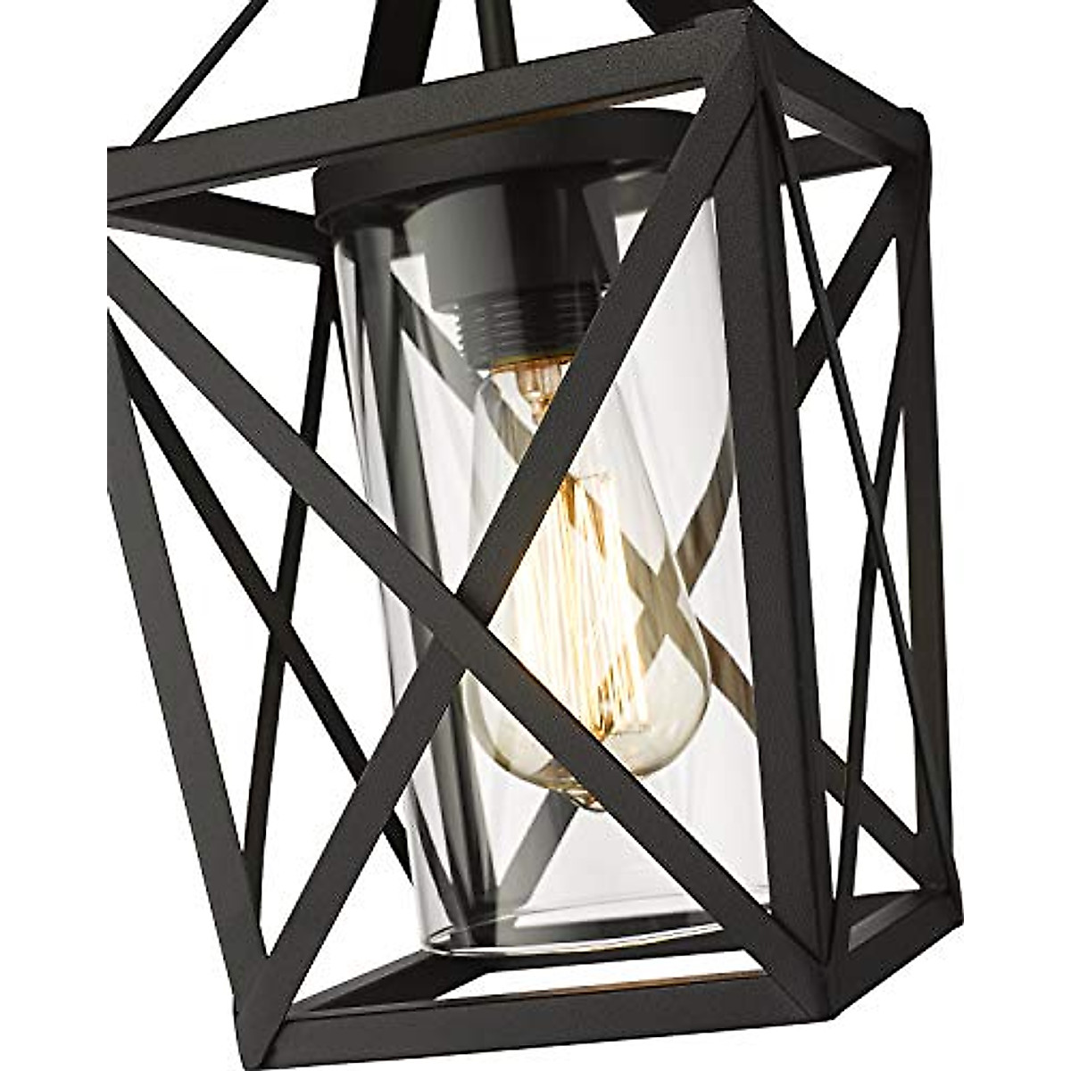 zeyu Outdoor Pendant Lights for Porch, Exterior Hanging Lantern in Black Finish with Clear Glass, ZD18-H BK