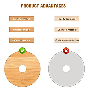 DOITOOL 8Pcs Bamboo Jar Lids with Straw Hole, Reusable Bamboo Lids for Beer Can Glass, 70mm Bamboo Mason Jar Lids with Straw Hole for Wide Mouth Mason Jar (8pcs)