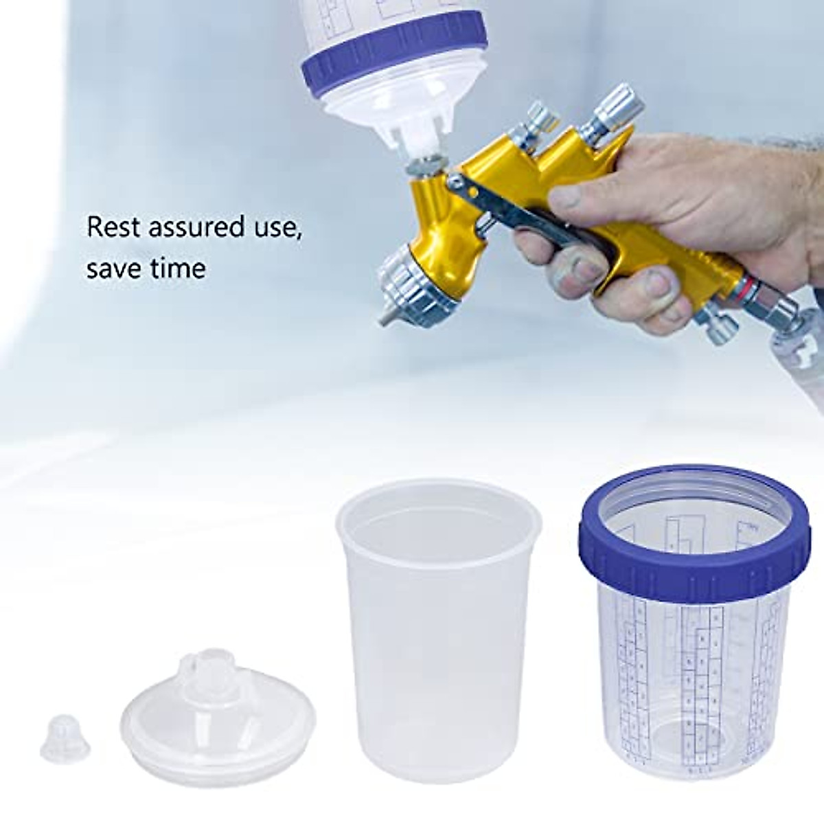 Aqur2020 Paint Spray Cup, Paint Spray Cups Plastic Spray Jug Sealing for Commercial Coatings Paint Accessories 350ml