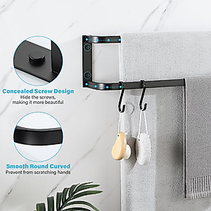 Mooche Double Bath Towel Bars Towel Racks for Bathroom,Wall Mount Towel Holder Heavy Duty 24-Inch Towel Hanger Rail Wall Mount, SUS304 Stainless Steel Matte Black