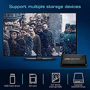 1080P USB3.0 HDMI Media Player Support 2.5" SATA HDD with HDMI/AV/Coaxial Output, Portable MP4 Player for Videos/Music/Photos from USB Drive/SD Card/Internal or External HDD