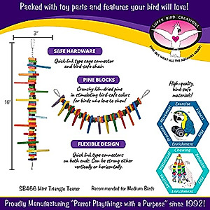 Super Bird Creations SB466 Mini Triangle Teaser Bird Toy, Medium Bird Size, 16" x 3" x 2"
