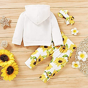 Baby Girl Clothes Newborn Infant Outfits Long Sleeve Floral Sweatshirt Hoodies Top Pants Headband Toddler Clothing Set 0-3 Months