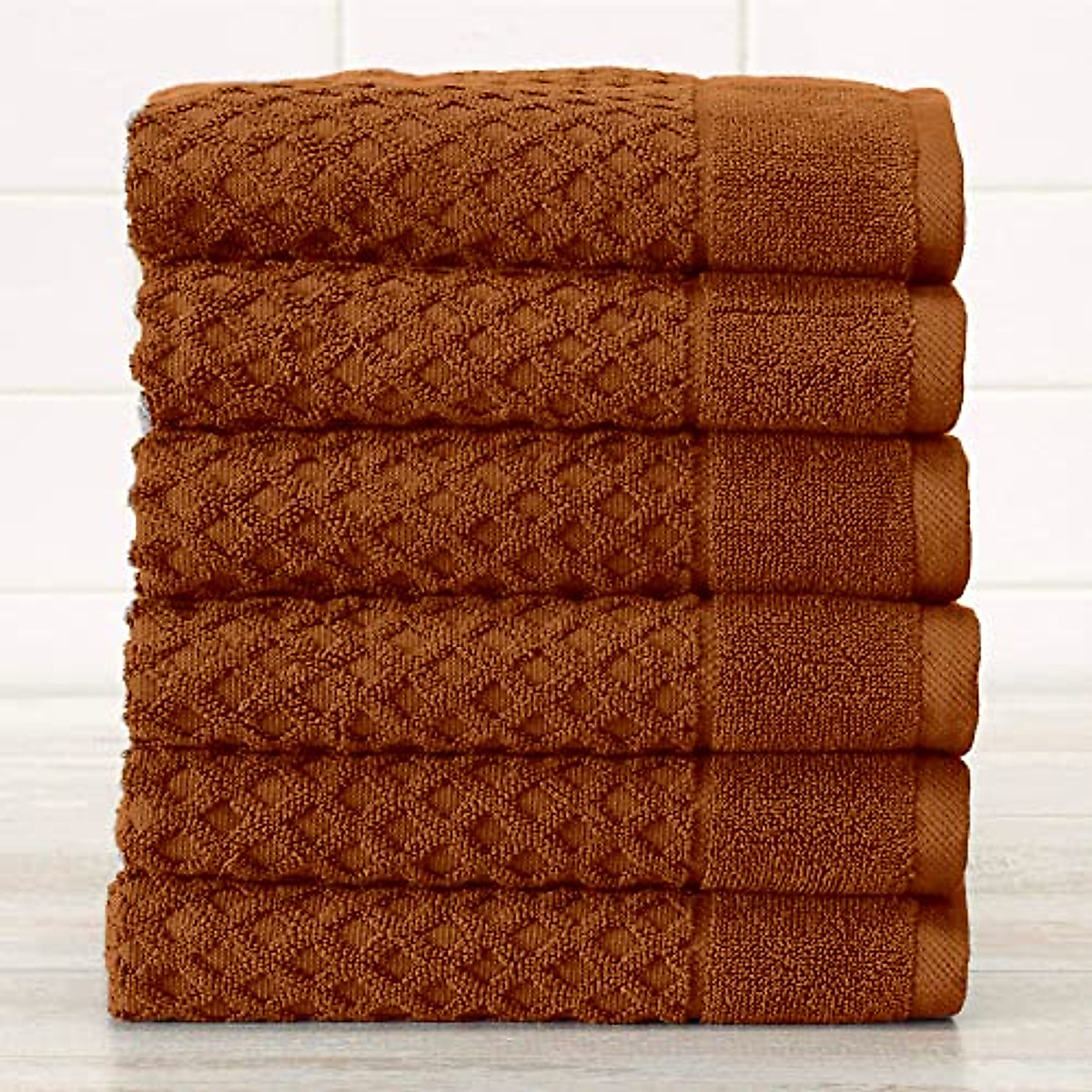 Great Bay Home 100% Cotton Copper Hand Towels | 6 Soft Bathroom Hand Towels | Highly Absorbent, Quick Dry Bath Towels | Grayson Collection (Set of 6, Copper)