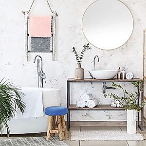 2 Pcs Hand Towel Ladder 3 Tier Wall Hanging Towel Ladder Wooden Farmhouse Towel Stand Mini Tea Towel Ladder Rustic Hand Towel Storage Rack with Top Rope for Whitewashed Towel Ladder