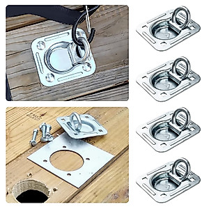 Lonffery 4 Pack Recessed D-Ring Tie Down Anchors (6,000 lb. Capacity), Heavy Duty Kit for Trailer or Deliveries