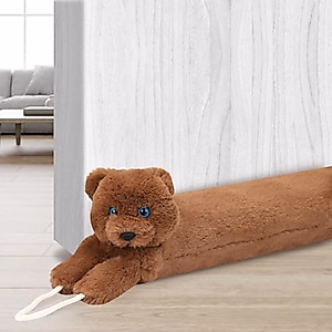 MAGZO Under Door Draft Stopper 36 Inch, Weighted Animal Noise Blocker for Door, Bear Draft Guard with Hook Loops