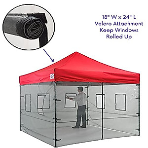 Impact Canopy Walls for 10' x 10' Canopy Tent, Food Service Mesh Sidewall Kit with Service Windows, 4 Walls Only, Black Mesh