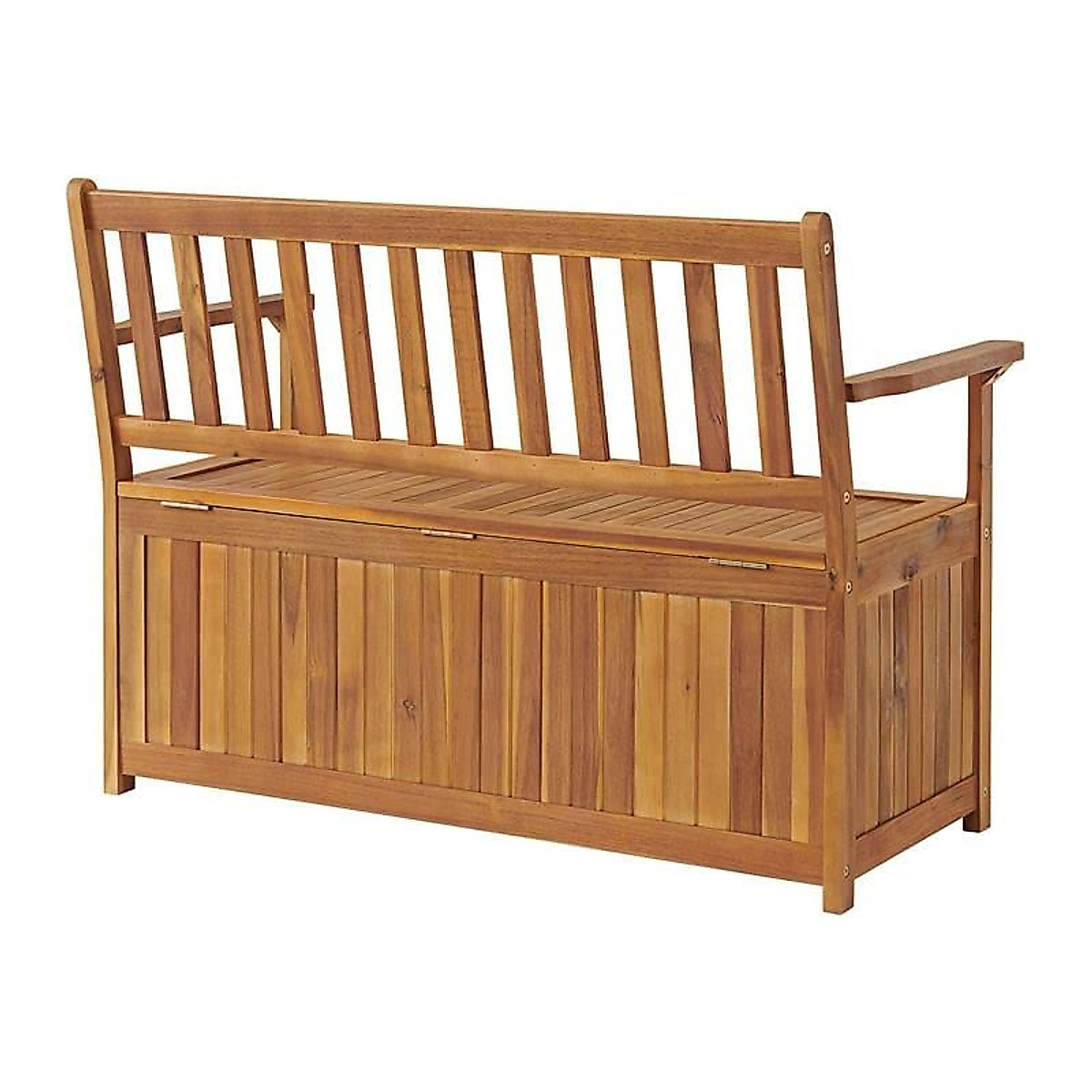 47"W Acacia Wood Outdoor Storage Bench - Perfect for Storing Blankets, Cushions or Toys - 100% Weather Resistant Wood - Perfect for Modern Garden Setting - Outdoor Furniture, Patio Bench, Garden Bench