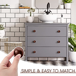 Jetec 20 Pieces Adhesive Cabinet Knobs Mini Instant Handle Stick Auxiliary Cabinet Organizer Pull Self-Stick Handle Helper for Windows, Wardrobes, Cabinets, Drawers(Coffee Color)