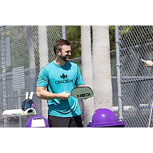 Diadem ICON Performance Pickleball Paddle (Black, Mid, 8oz) | Graphite Carbon Fiber, Honeycomb Core, Fiberglass Face, Ultra Sleek Edge Guard, Spin Friendly | Indoor/Outdoor | USAPA Approved