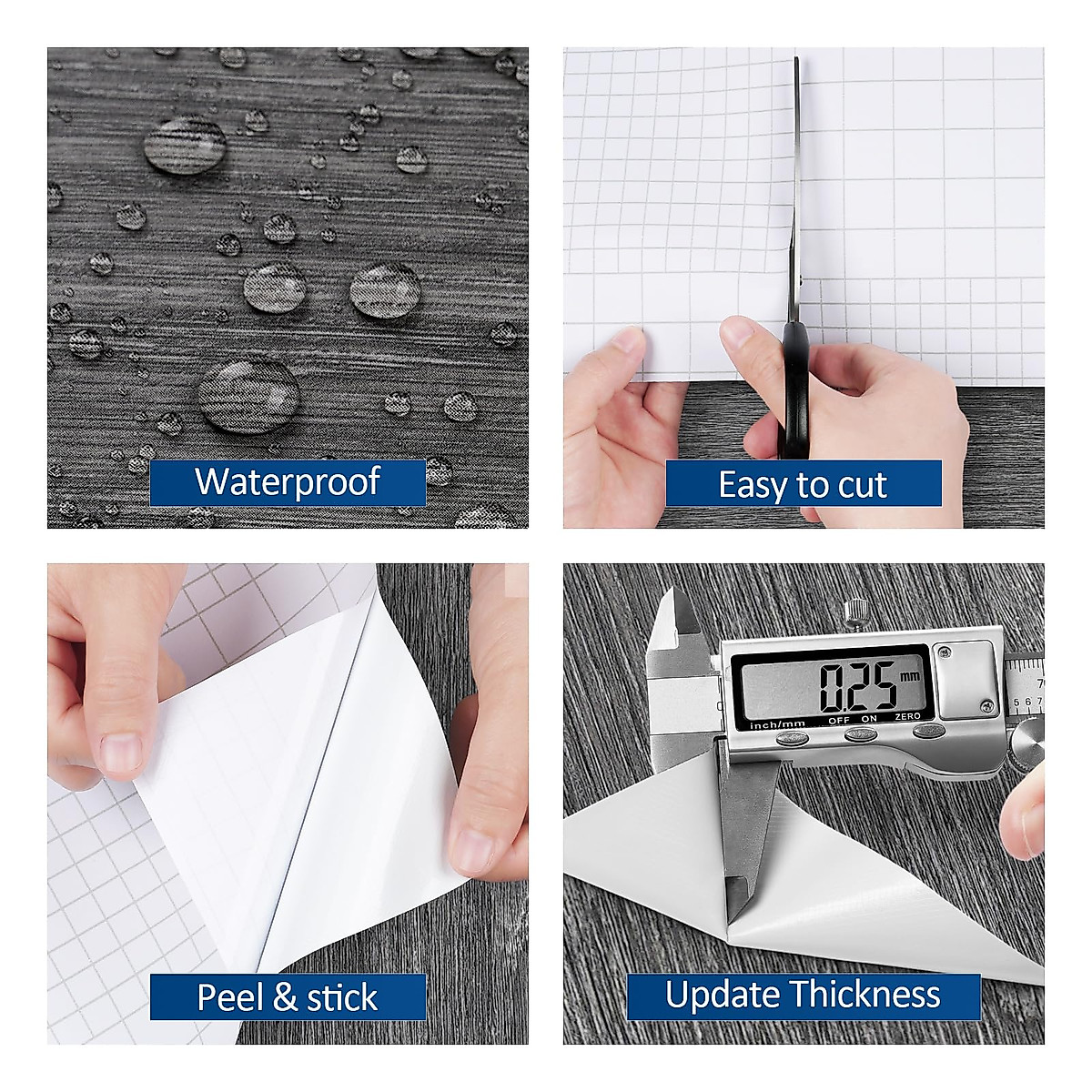 FunStick Thick Grey Natural Wood Contact Paper for Cabinets Countertops Waterproof Wood Wallpaper Peel and Stick Countertops for Kitchen Wallpaper Removable Wood Grain Contact Paper for Desk 15.8"x80"